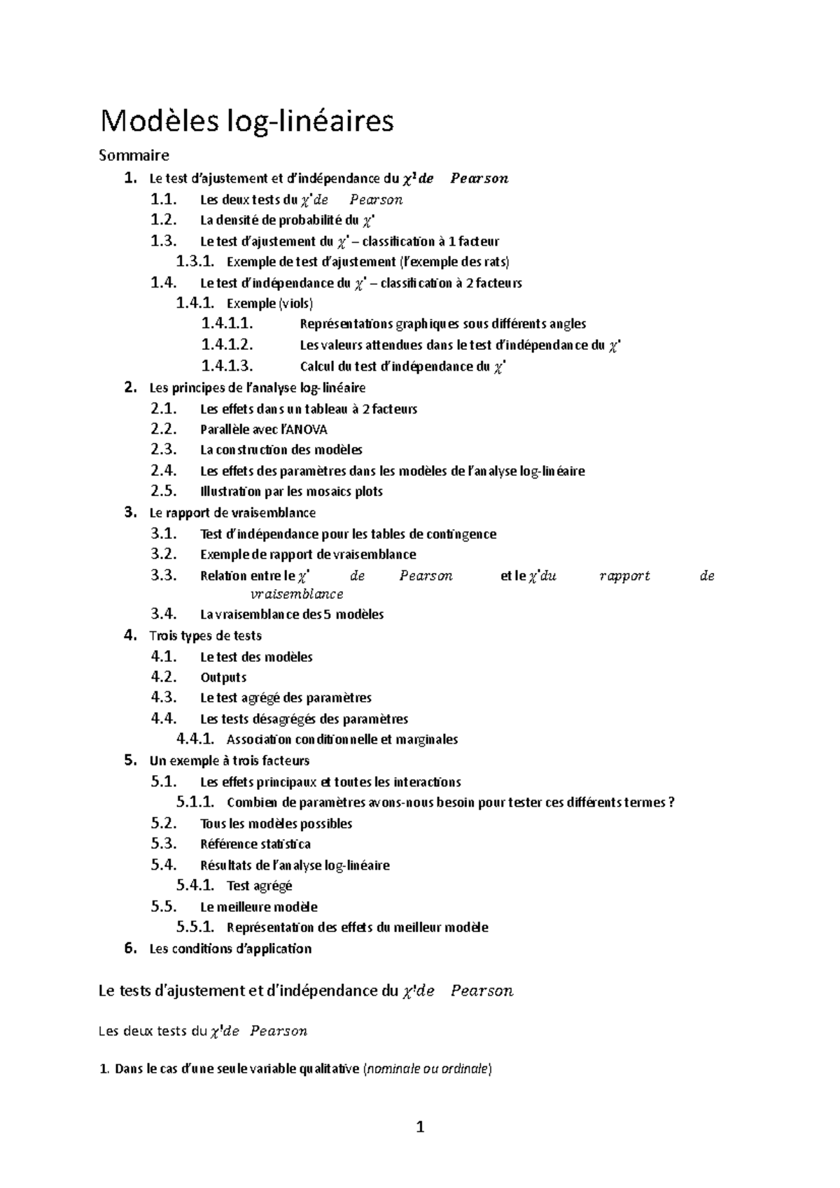 Partie 10 - Modèle log-linéaire - Modèles log-linéaires Sommaire 1. Le ...