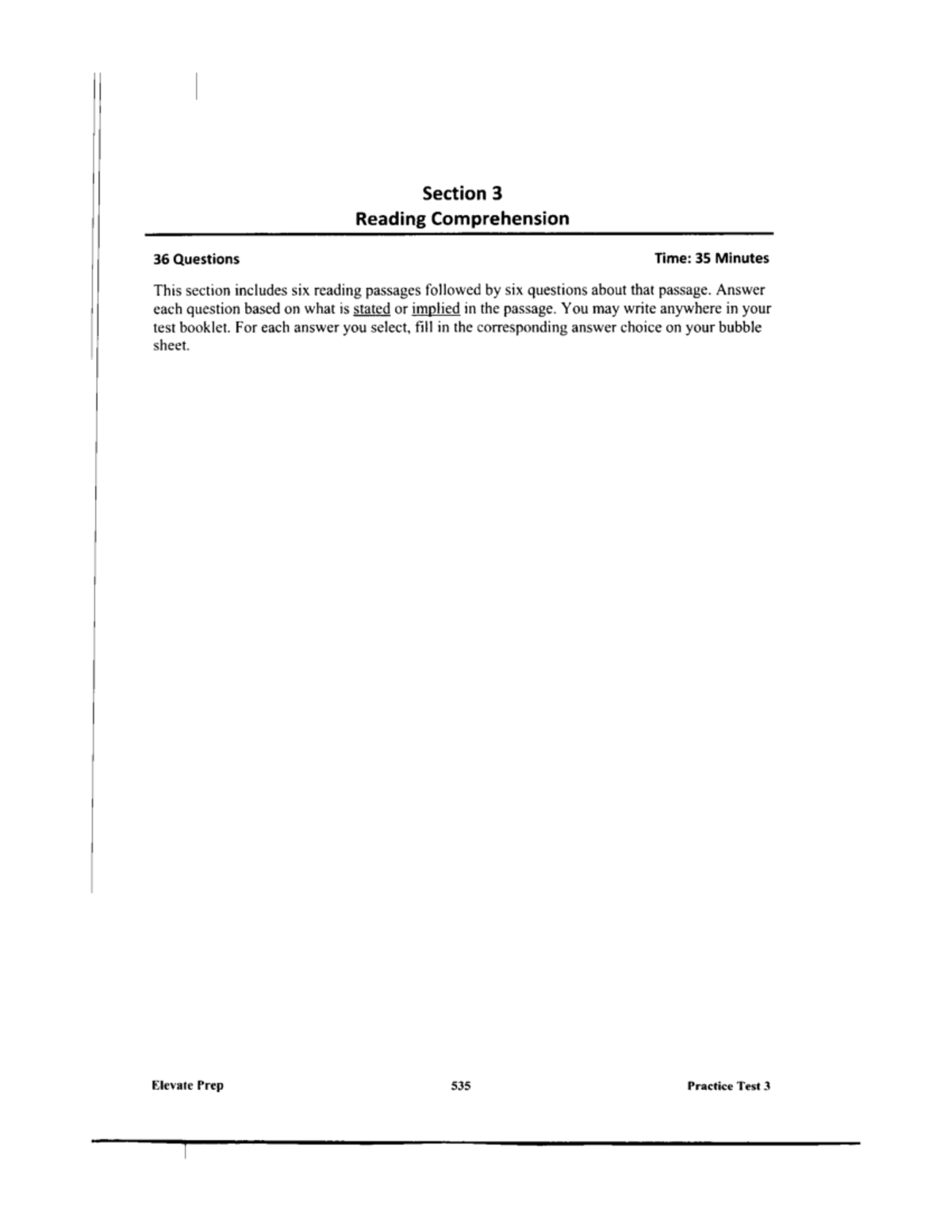 Elevate Prep ISEE Upper Level Practice Questions - Section 3 Reading ...