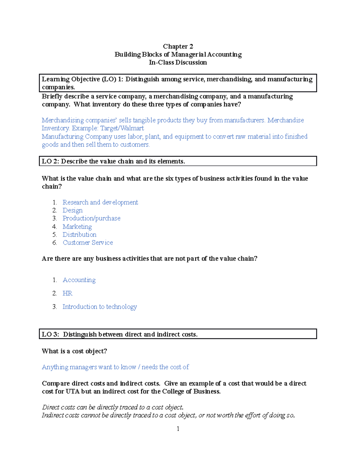 Chapter 2 Notes - Chapter 2 Building Blocks of Managerial Accounting In ...