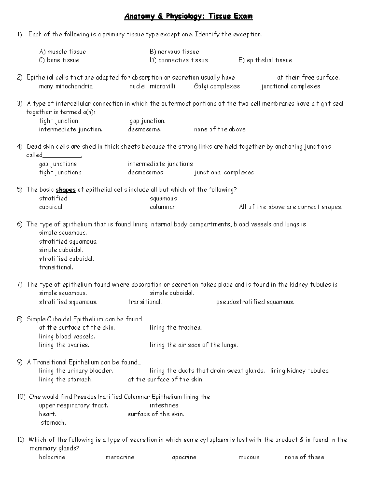 Tissue exam chamblee - This is a quiz to test yourself - Anatomy ...