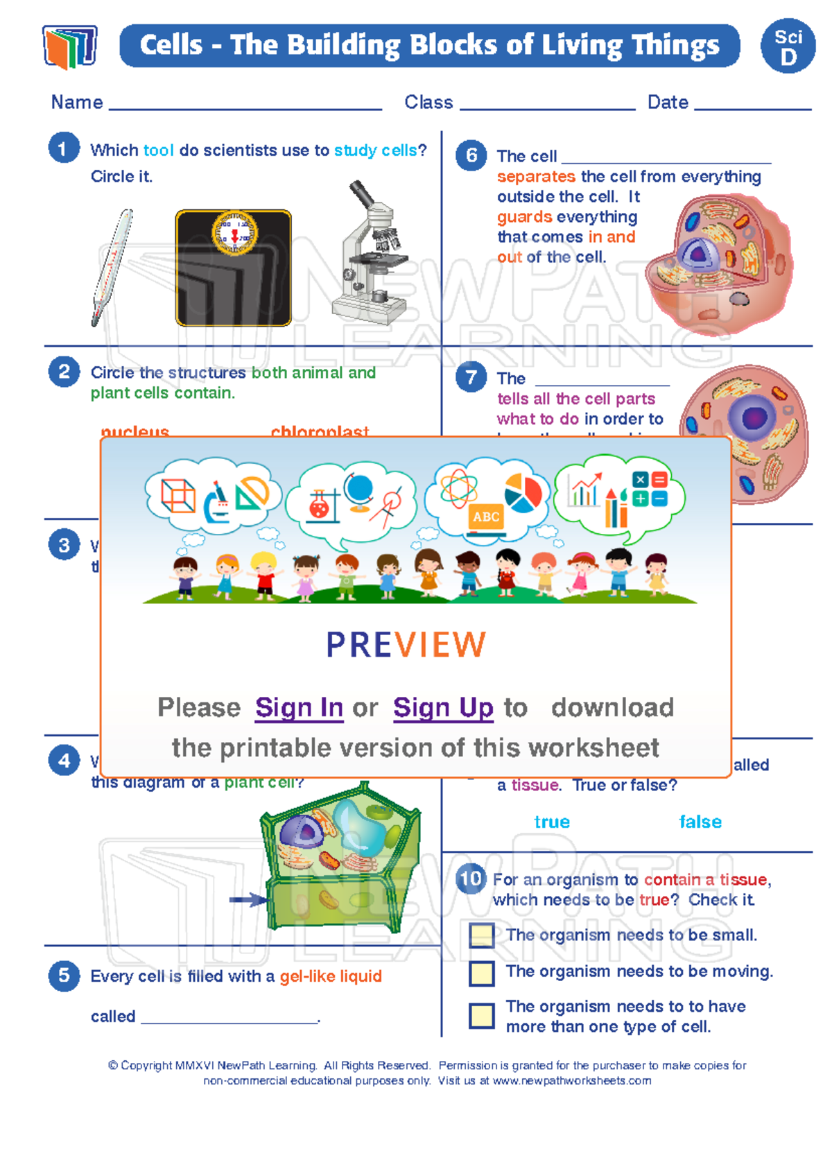Worksheet science grade 4 cells the building blocks of living things ...