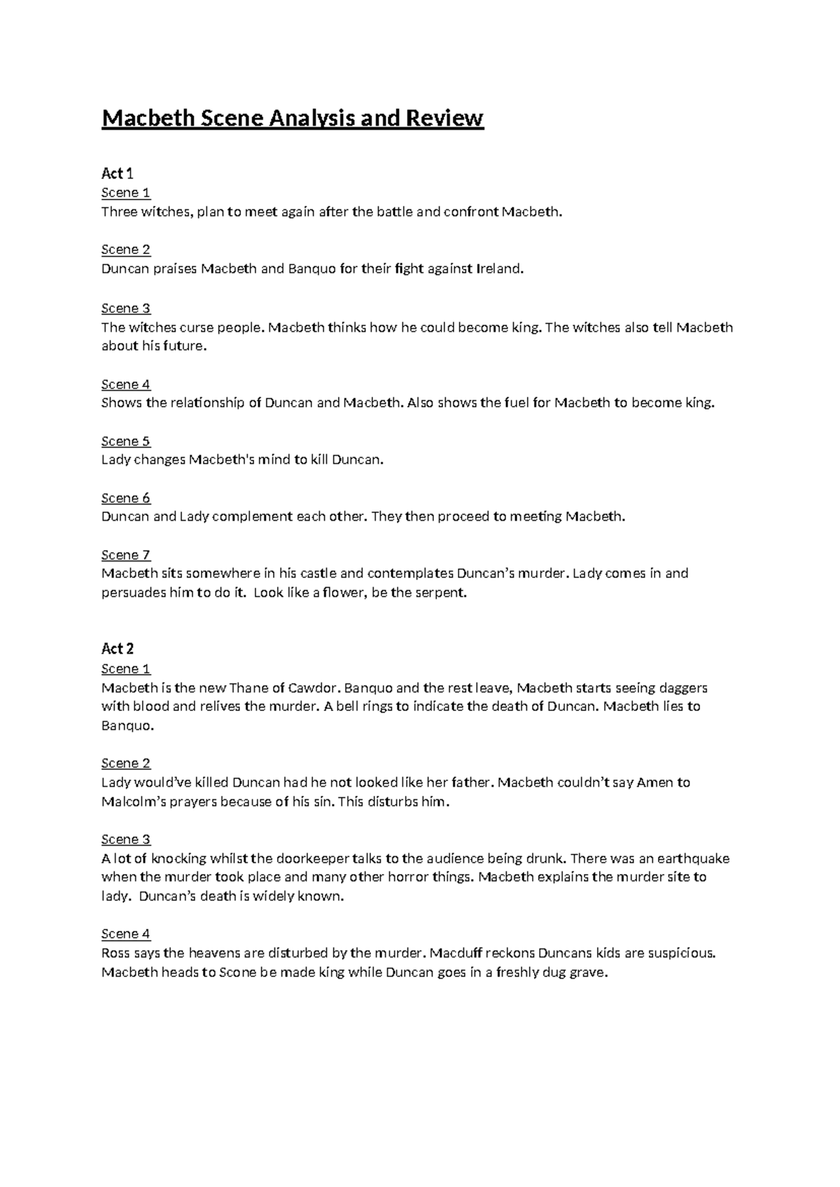 Macbeth Analysis - Macbeth Scene Analysis and Review Act 1 Scene 1 ...
