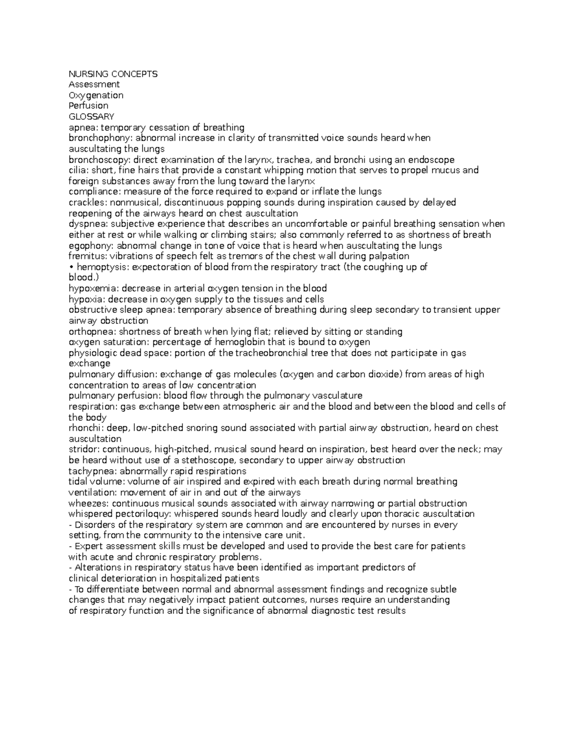 Document 5 - NONE - NURSING CONCEPTS Assessment Oxygenation Perfusion ...