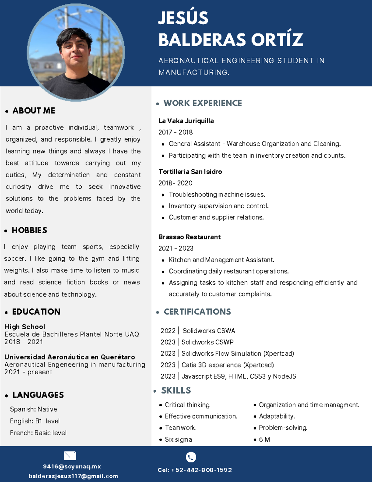 Curriculum Jesus Balderas - I am a proactive individual, teamwork ...