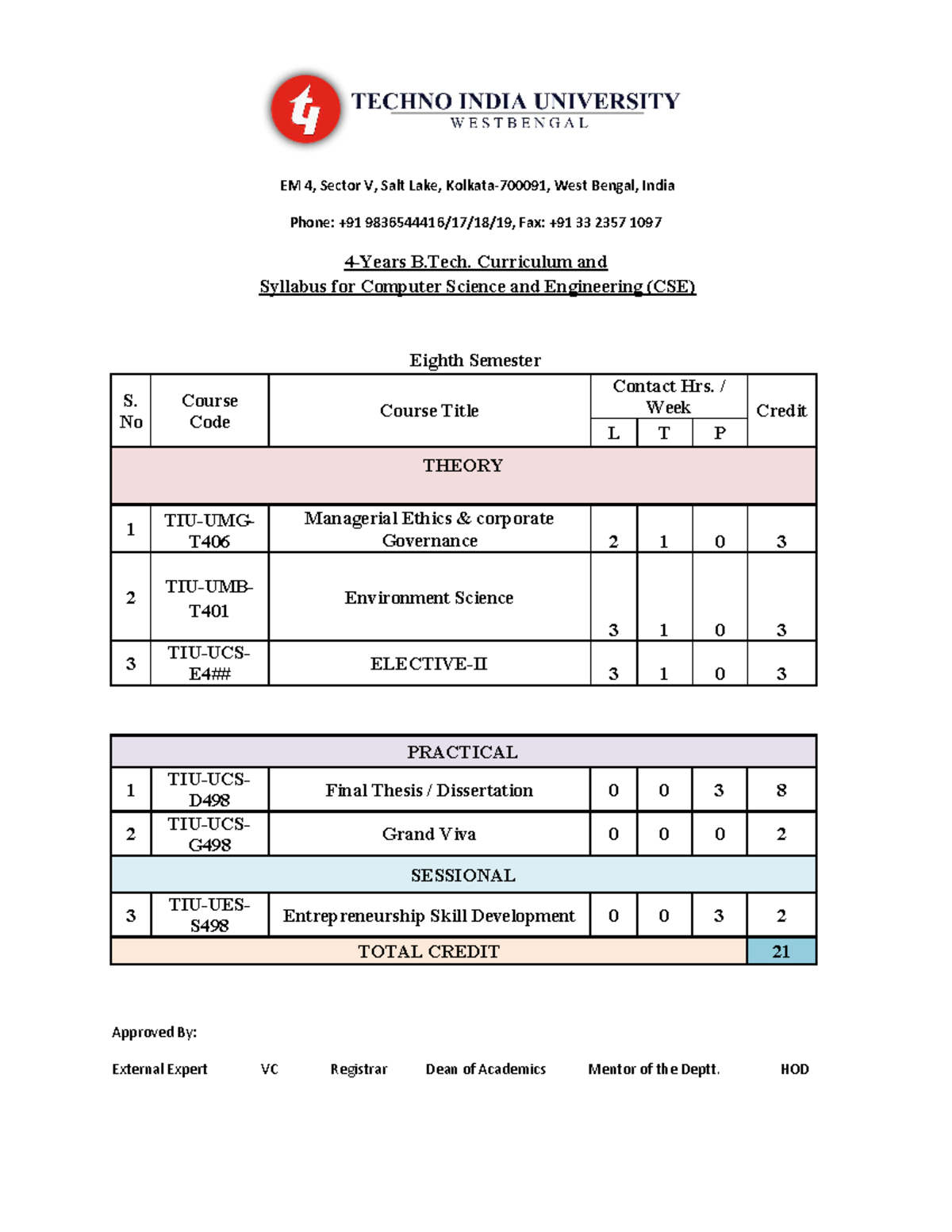 4yrs btech cse sem8B tech 4 year sem 7 experiment with syllabus ...