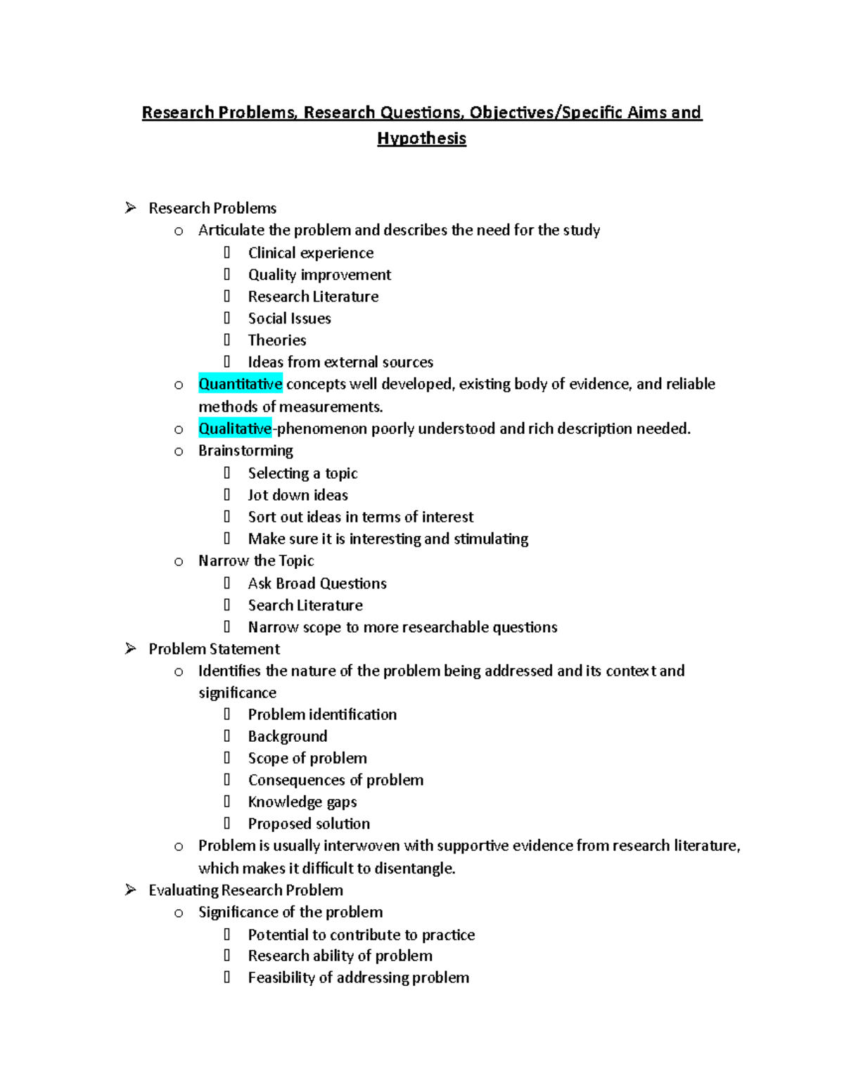 Research Problems, Questions, Objectives-Specific - Research Problems ...
