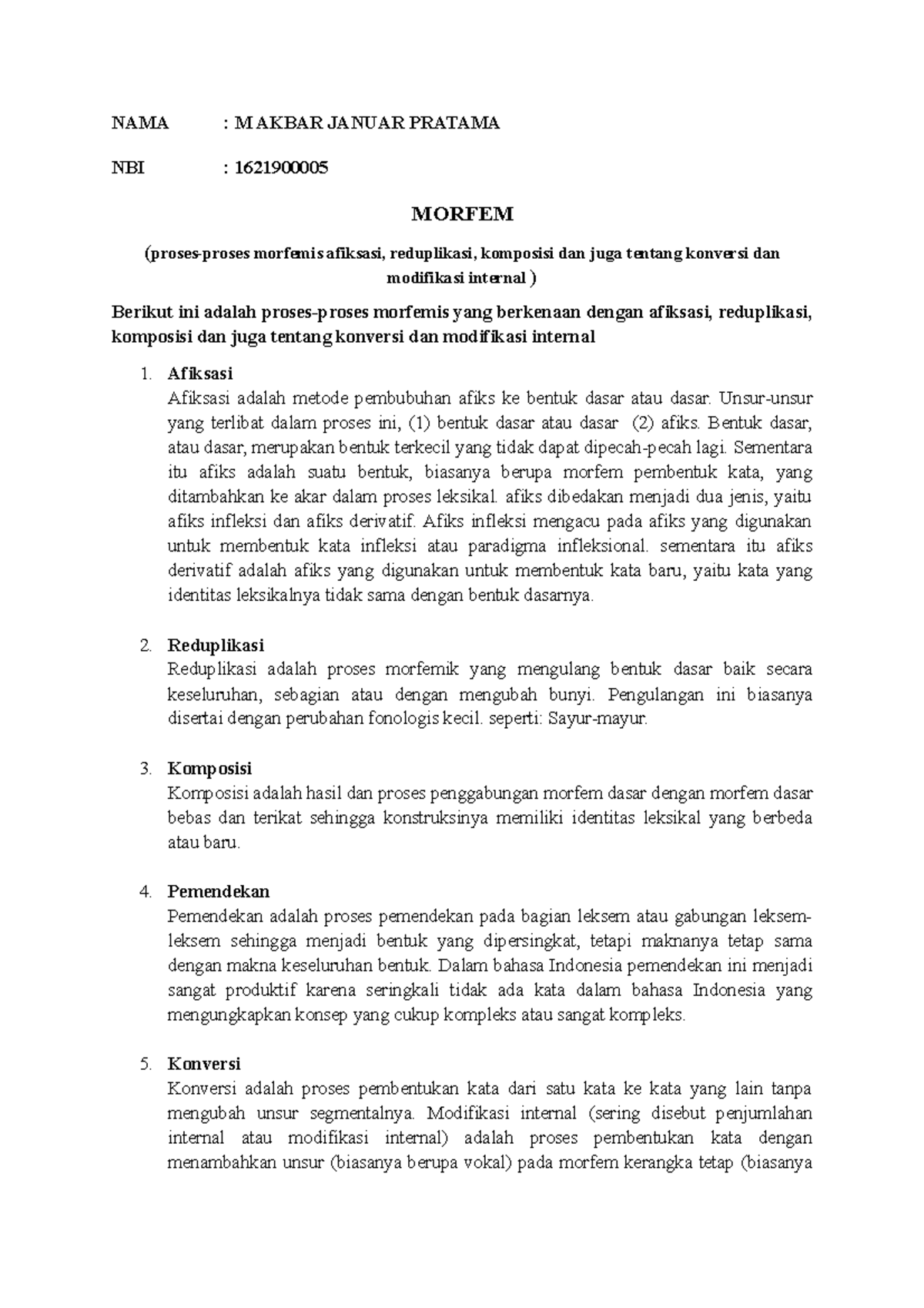 Morfem (proses-proses morfemis afiksasi, reduplikasi, komposisi dan ...