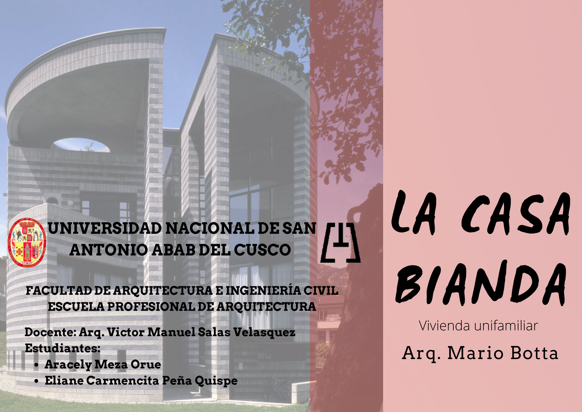 Análisis de la casa Bianda - Arq. Mario Botta - UNIVERSIDAD NACIONAL DE ...
