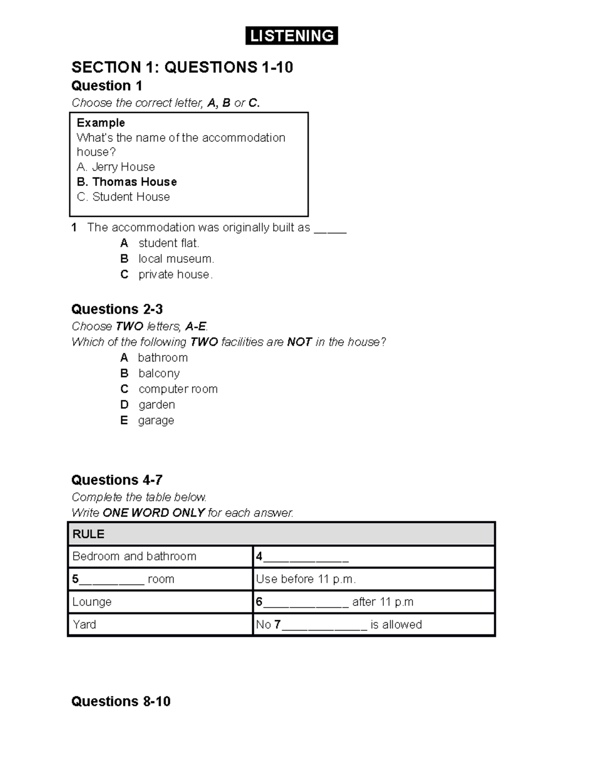 Ielts Recent Mock Tests Volume 2 Practice Test 4 Đề - SECTION 1 ...