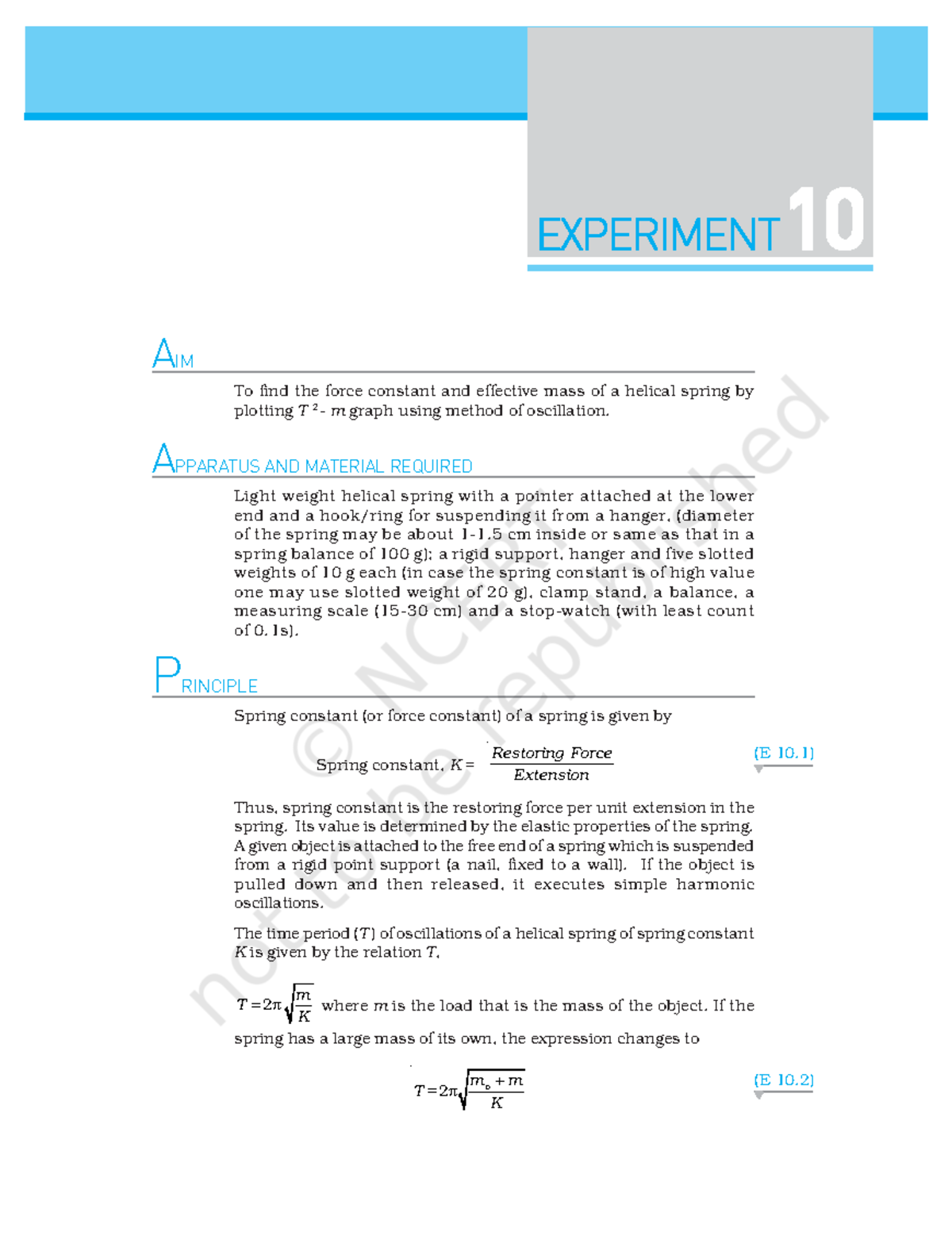 Kelm105 - An experiment to show that the time of vertical oscillation ...