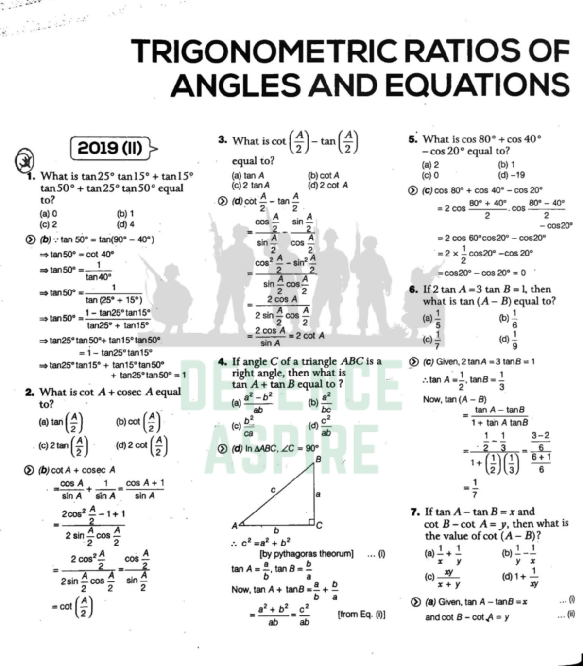 11 Trigonometric Ratios of Angles and Equation (2014-2019 II ...