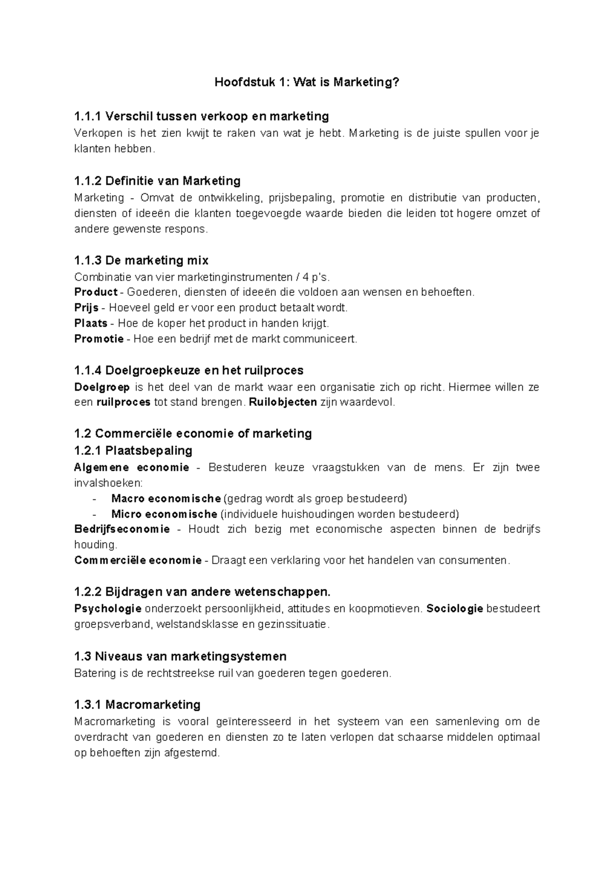 Grondslagen van de marketing hoofdstuk 1, 2, 7, 14, 11 - Hoofdstuk 1 ...