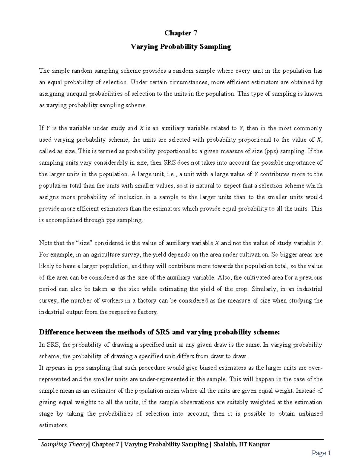 Chapter 7 sampling varying probability sampling - Sampling Theory| Chapter 7 | Varying ...