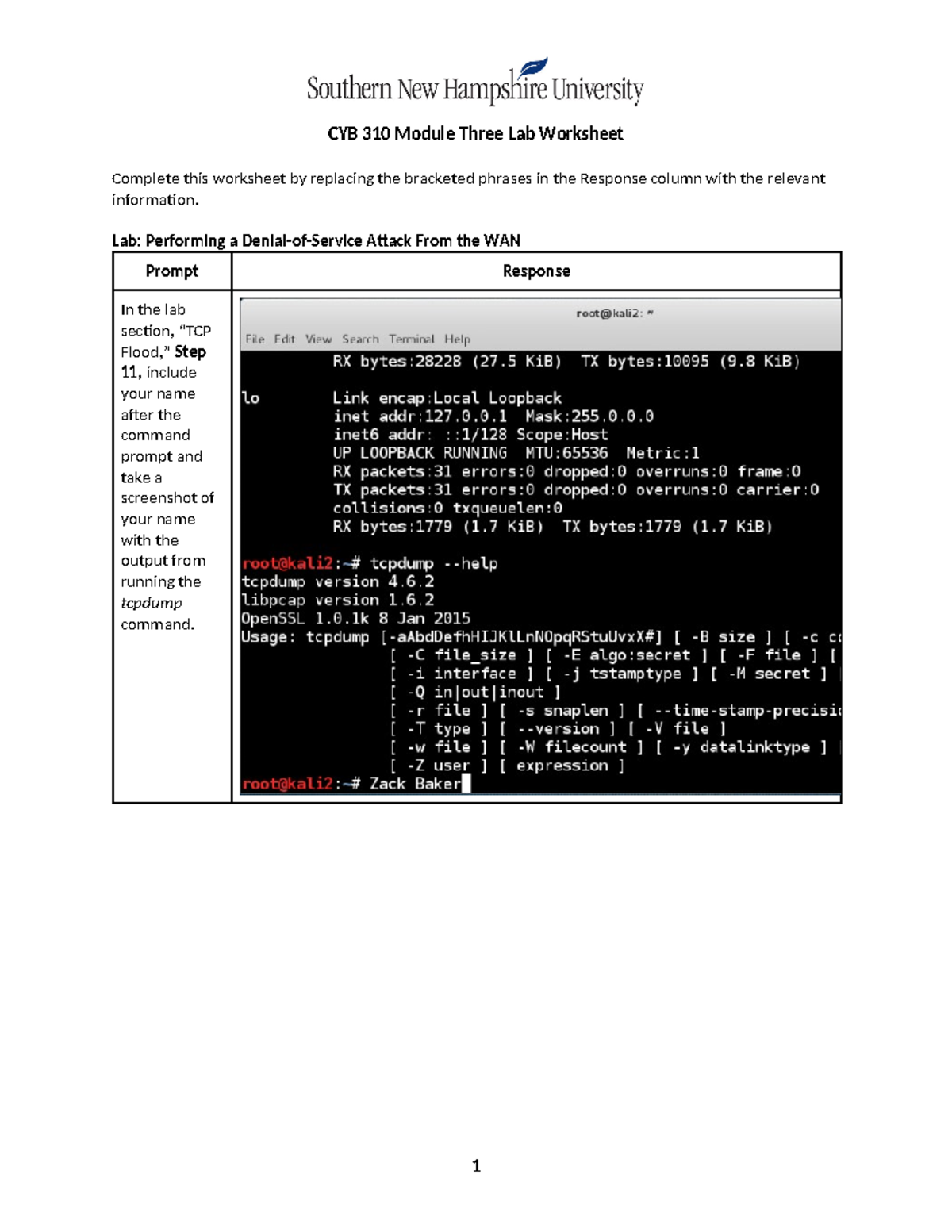 3-2 Lab Worksheet - Coursework - CYB 310 Module Three Lab Worksheet ...