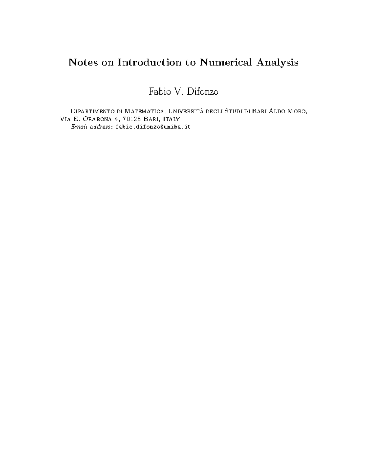 Calculus numerical Analysis Notes - Notes on Introduction to Numerical ...