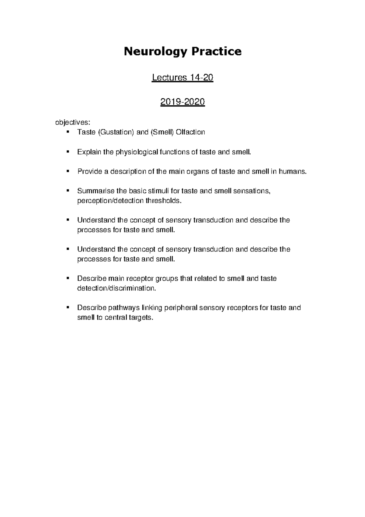 Neurology Practice lecturenotes 14to20 2019 2020 - Neurology Practice ...