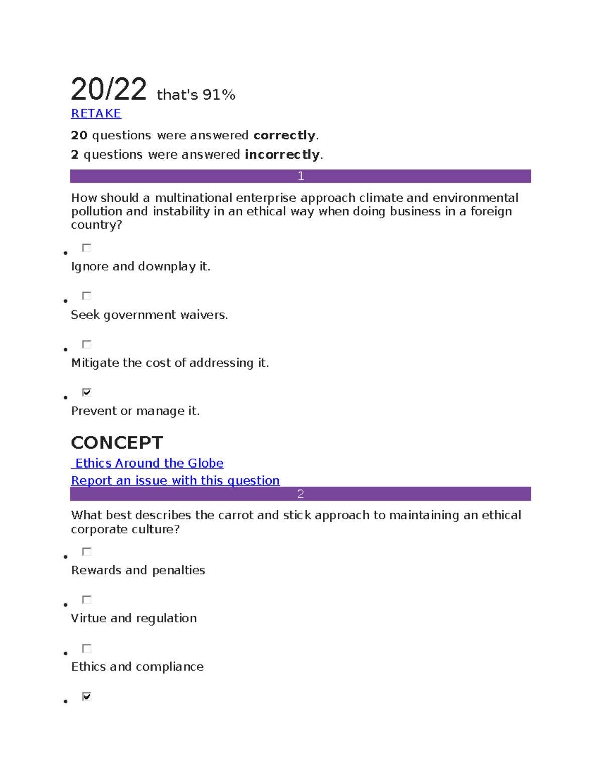 Fundamentals of Management-Unit 4 Milestone 4 - 20/22 that's 91% RETAKE ...