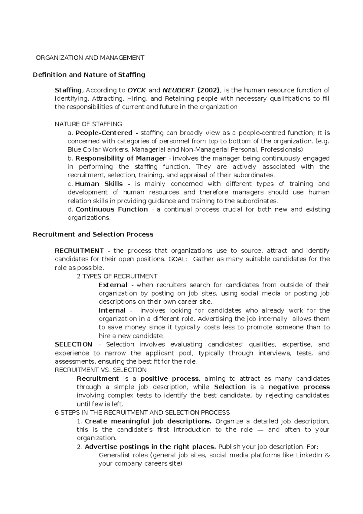 Organization Management - Quarter 2 Notes - ORGANIZATION AND MANAGEMENT ...