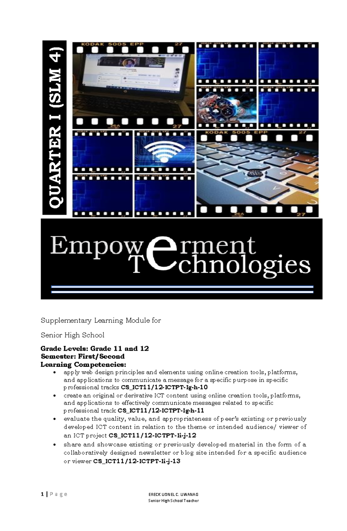 Emptech-Q3-SLM4 - empowerment technologies - 1 | P a g e ERECK LIONEL C ...