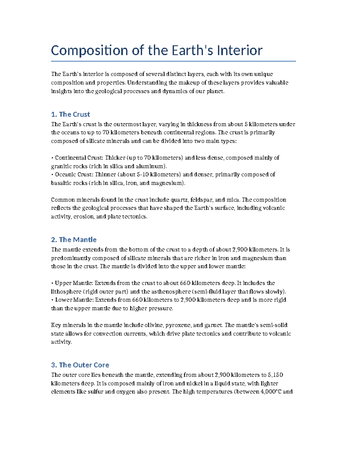 Composition of Earths Interior - Composition of the Earth's Interior ...