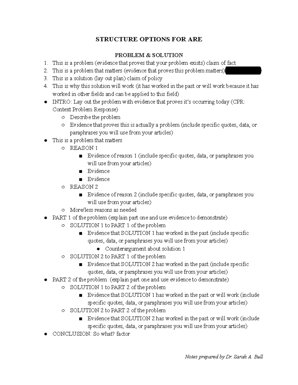 Structure Options for ARE - STRUCTURE OPTIONS FOR ARE PROBLEM ...