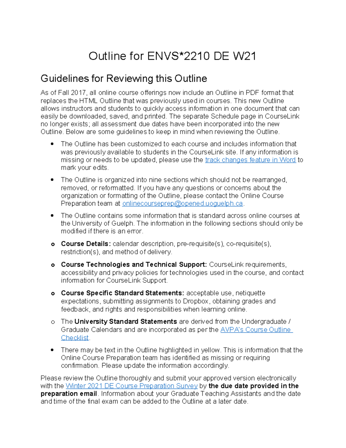 ENVS2210DE W21 - Course outline - insight on past assignments - Outline ...