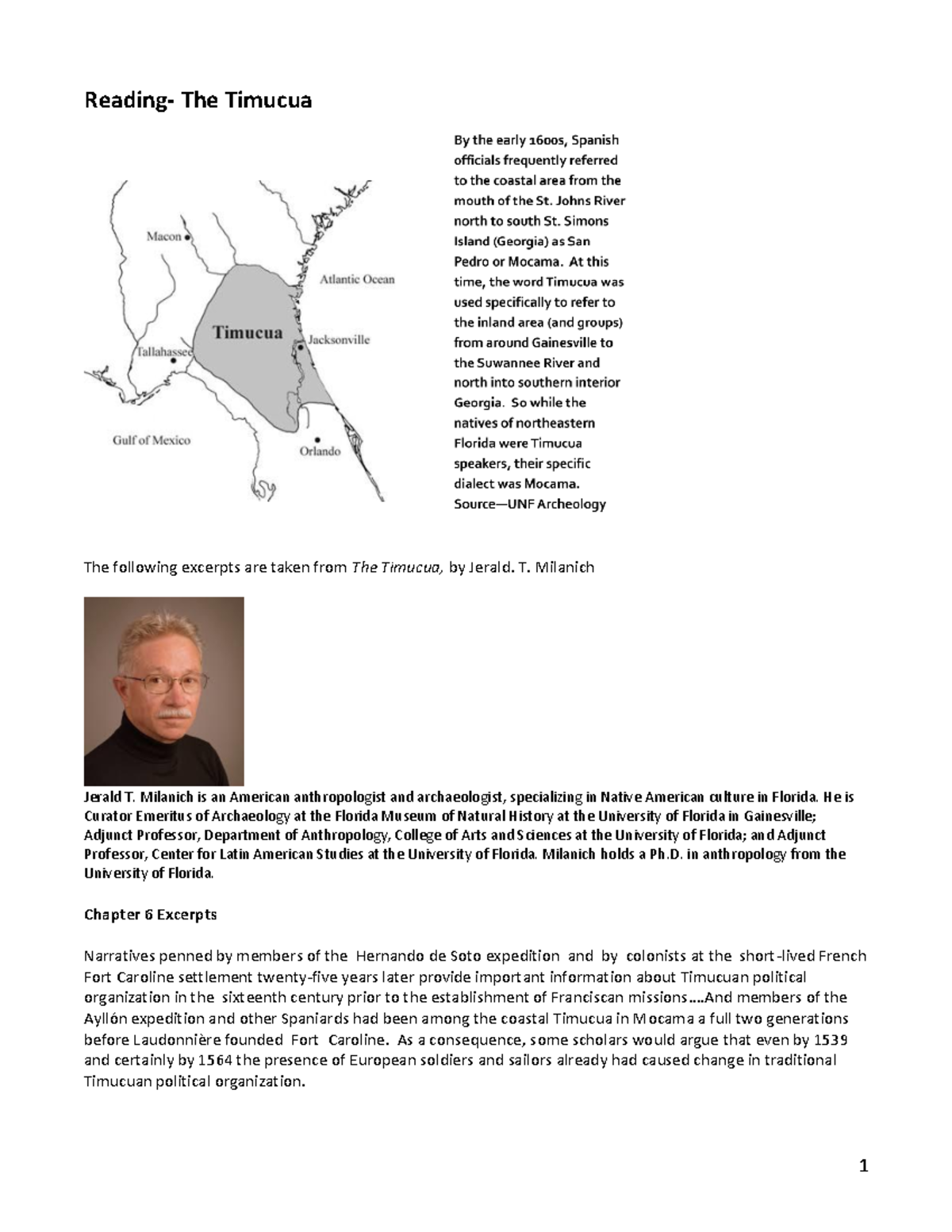 Reading- The Timucua SP22 - Reading- The Timucua The following excerpts ...