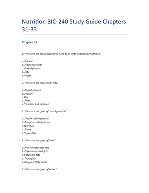 Nutrition BIO 240 Study Guide Chapters 40-42 - Nutrition BIO 240 Study ...