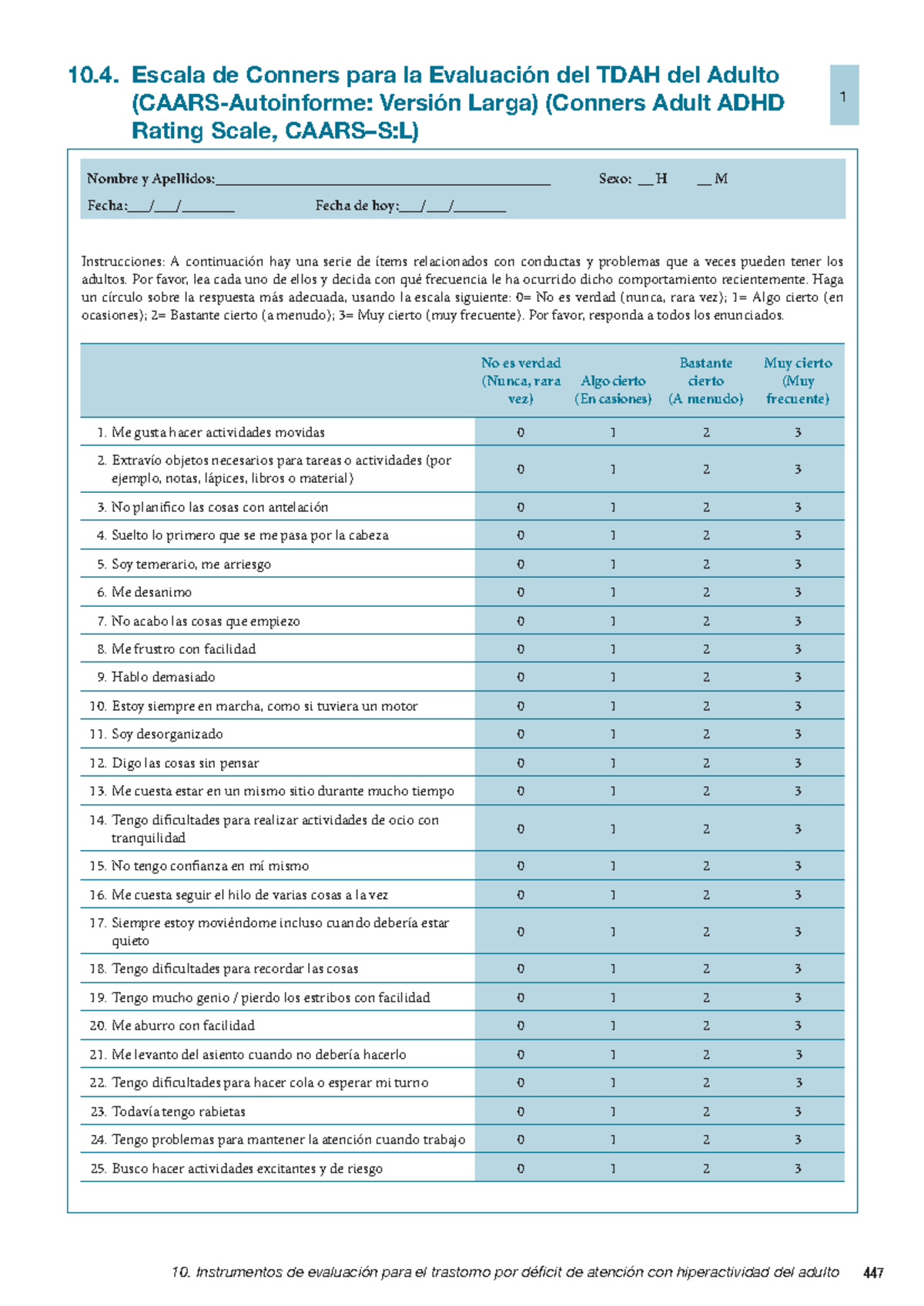 TDAH- Adulto Caars.pdf · versión 1 - Instrumentos de evaluación para el ...
