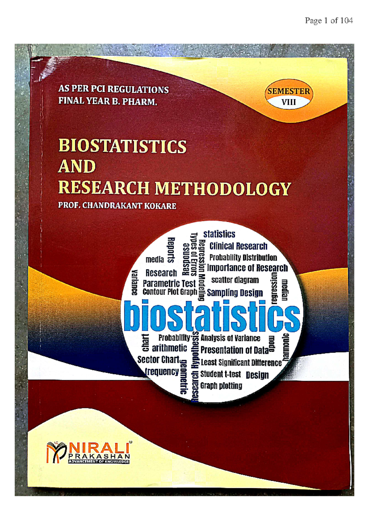 Pharma Lite.in Biostatistics and Research Methodology (Nirali Prakashan ...