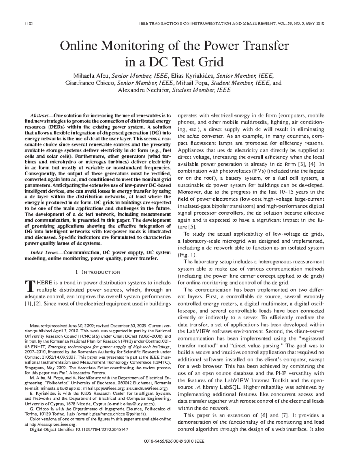 Online Monitoring of the Power Transfer - 1104 IEEE TRANSACTIONS ON ...