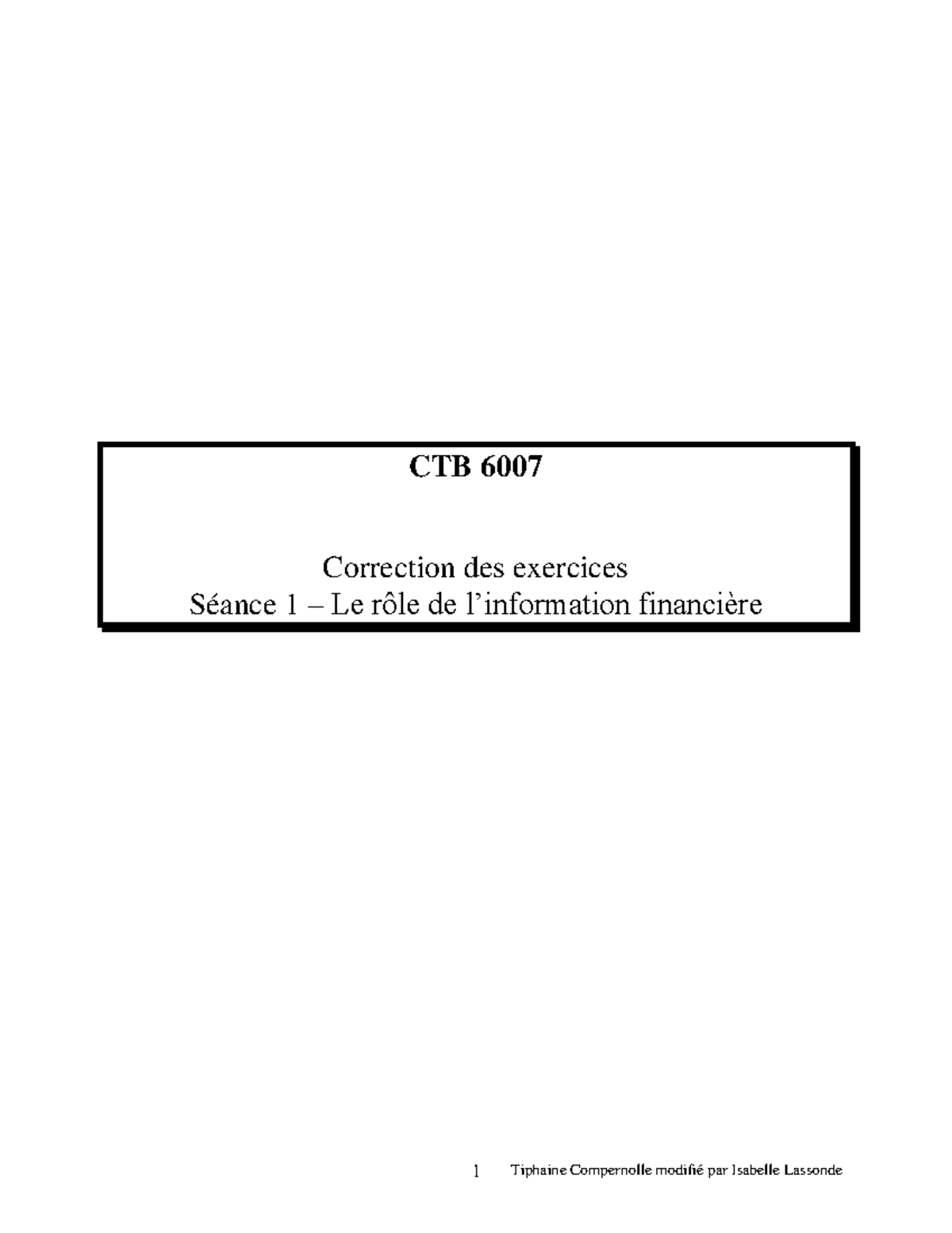 Corrections exercices séance 1 - CTB 6007 Correction des exercices ...