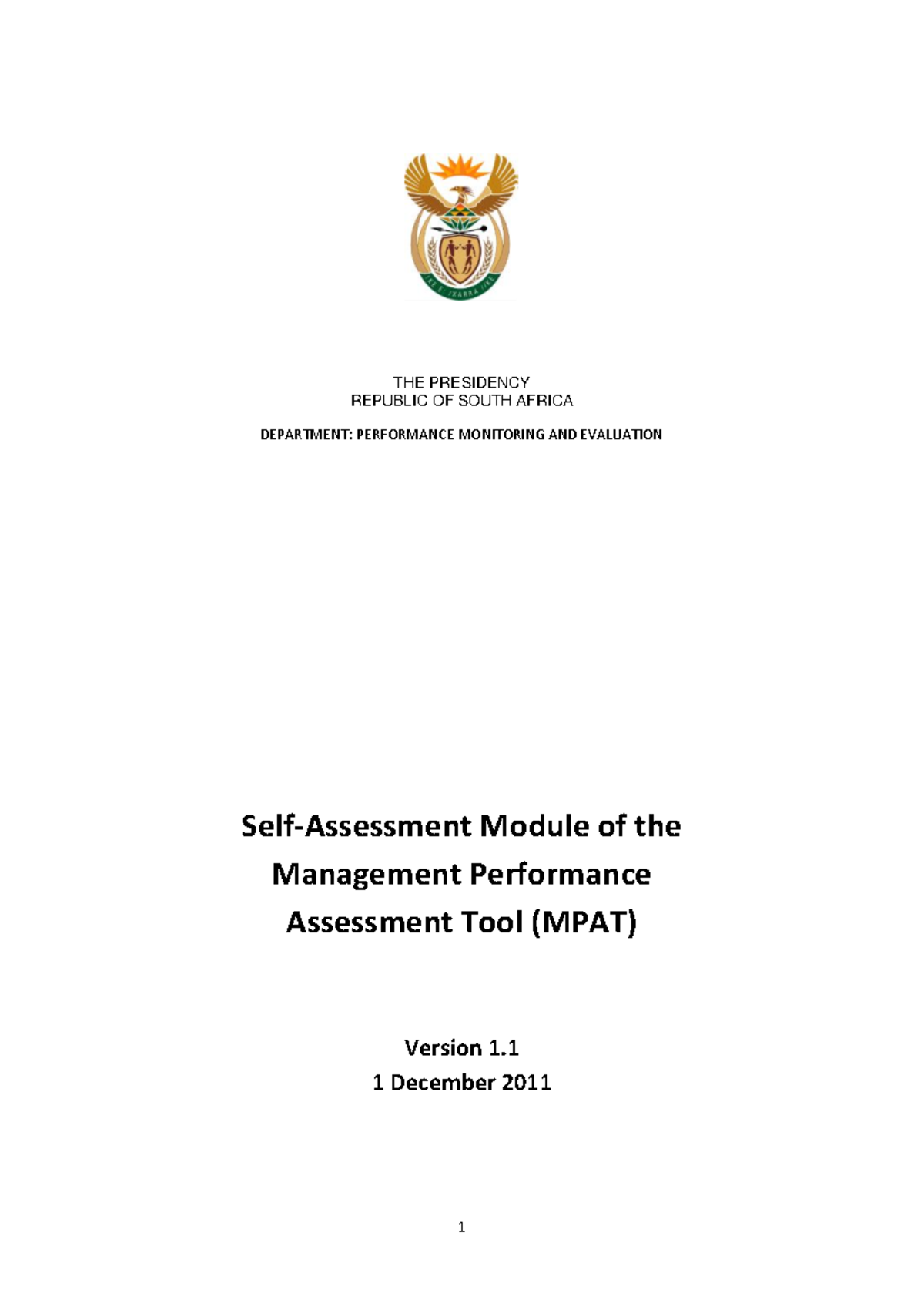 MPAT Self Assessment Guide - THE PRESIDENCY REPUBLIC OF SOUTH AFRICA ...