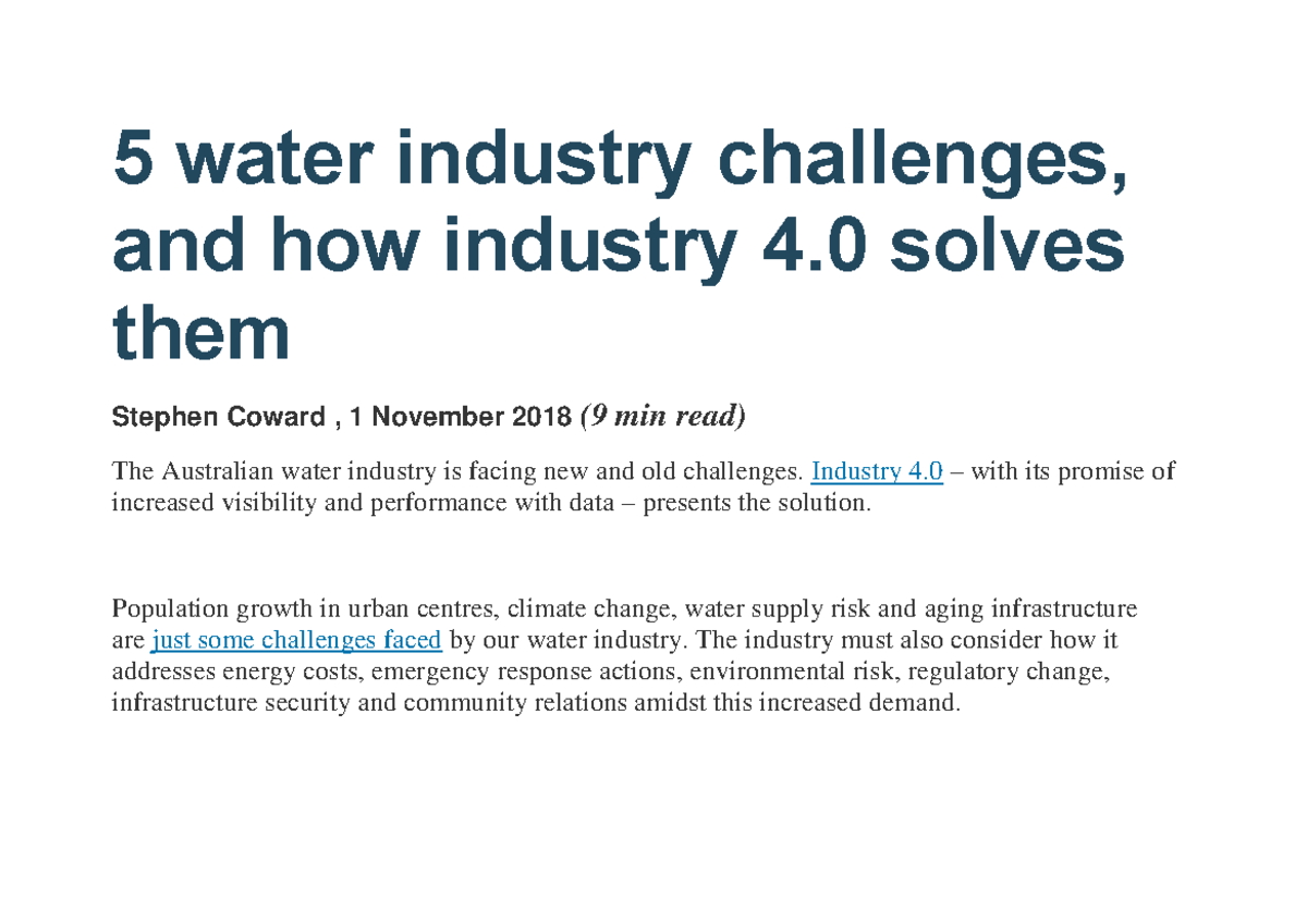 Sample Reading 1 - 2021 Assignment 1 : Urban water Resources - 5 water ...