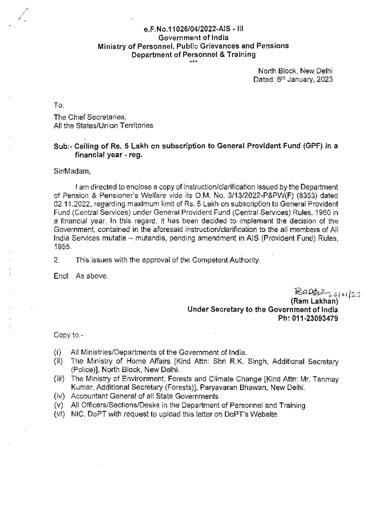 Ceiling of GPF - For reference - e.F.No/04/2022-AIS - III Government of ...