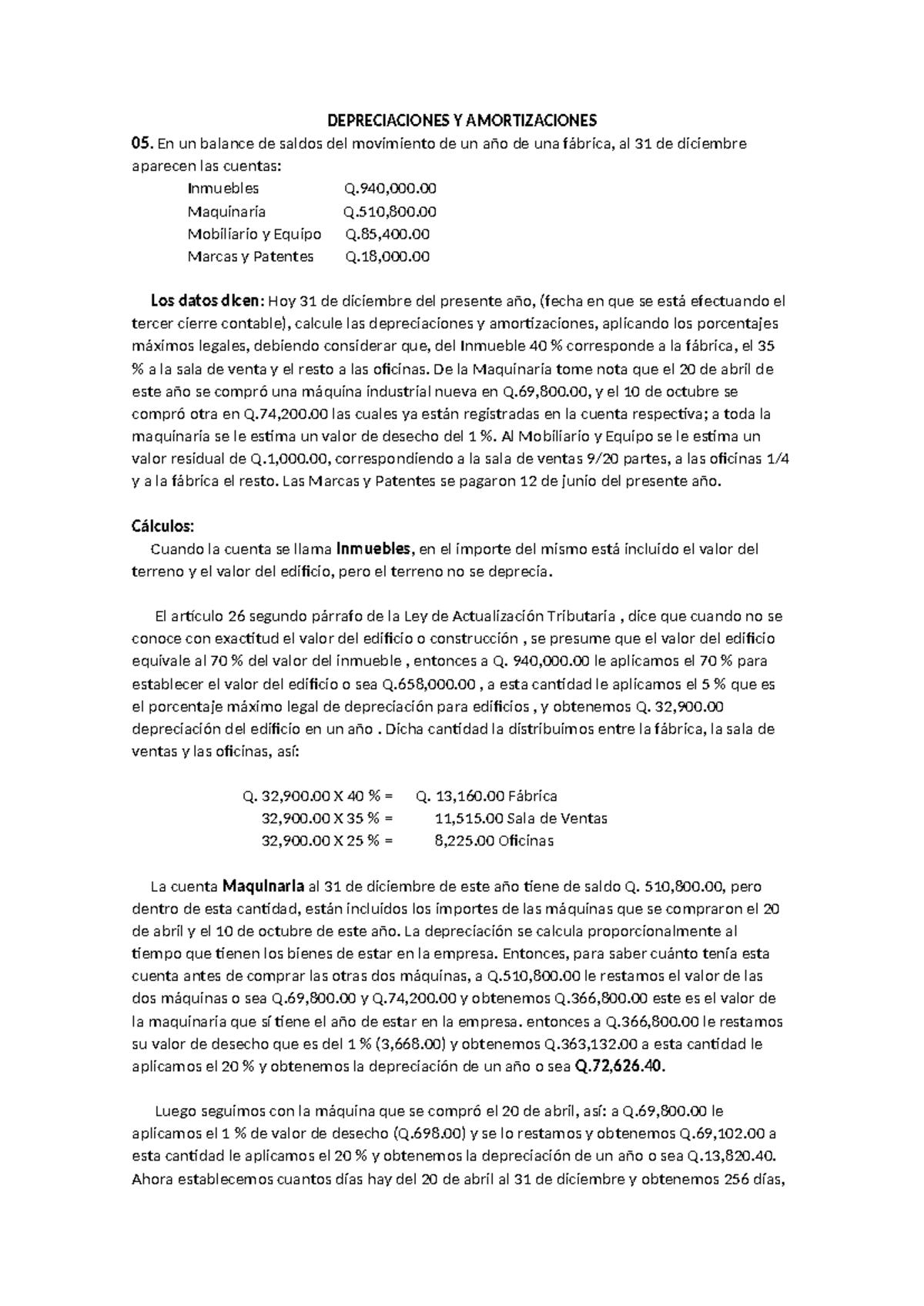 Depreciaciones Y Amortizaciones 1 - DEPRECIACIONES Y AMORTIZACIONES En ...