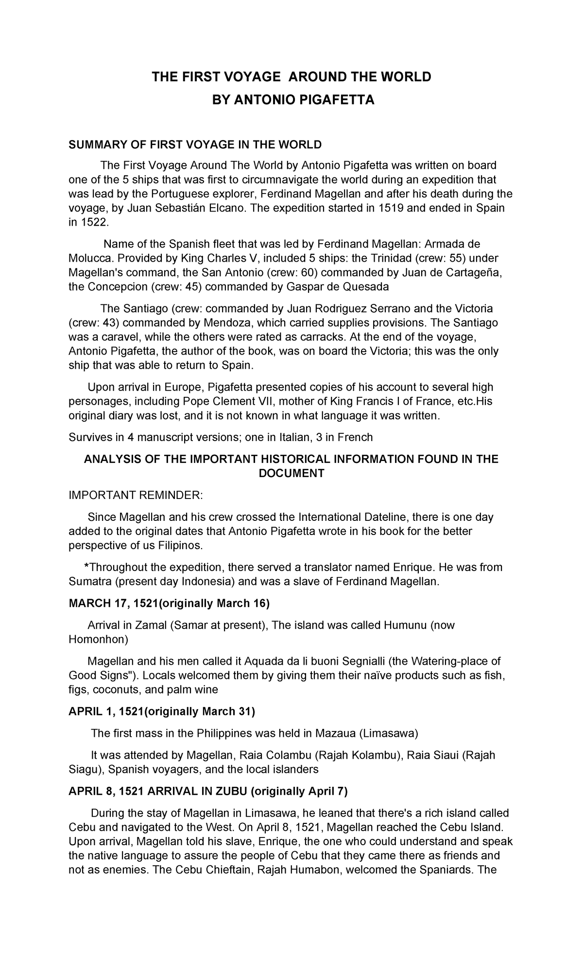 First-voyage-script 2 - THE FIRST VOYAGE AROUND THE WORLD BY ANTONIO ...