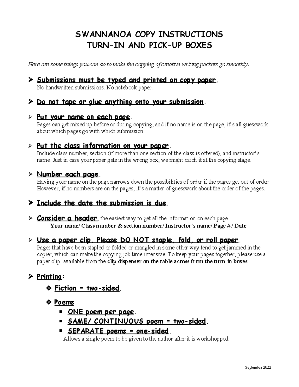 2023 Fall Copy Instructions-3 - SWANNANOA COPY INSTRUCTIONS TURN-IN AND ...