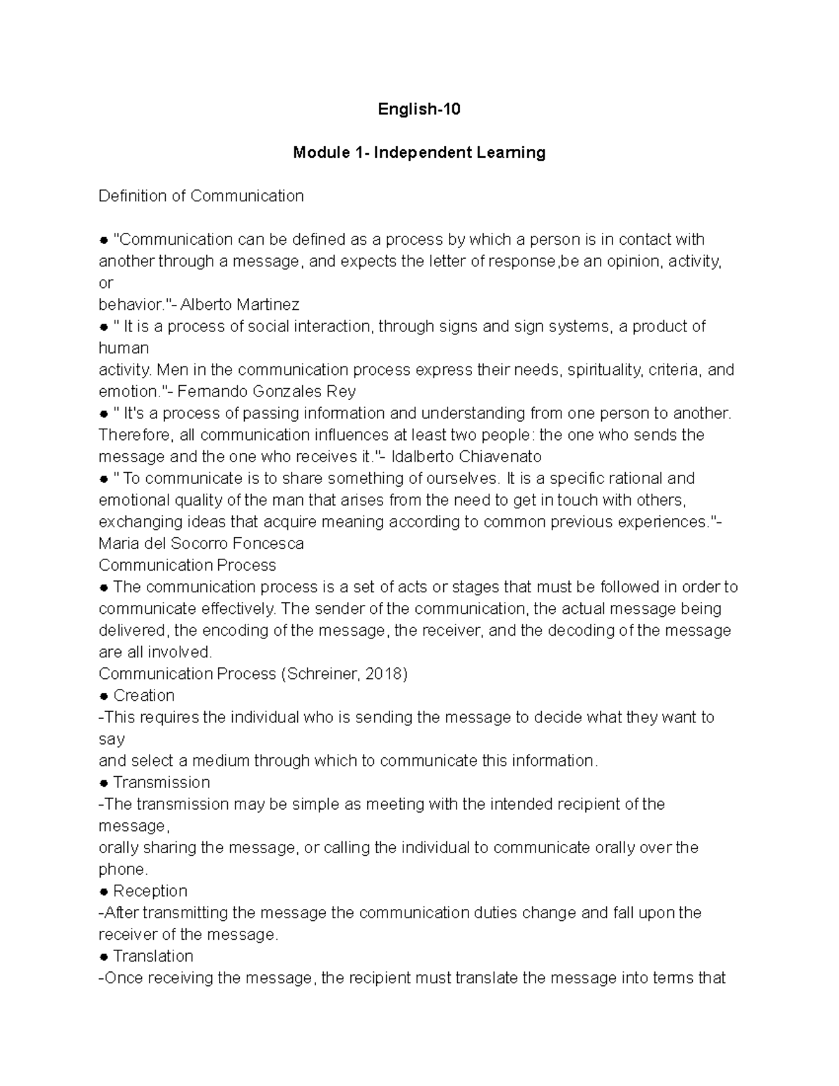 Eng 10 Module 1 - English- Module 1- Independent Learning Definition of ...