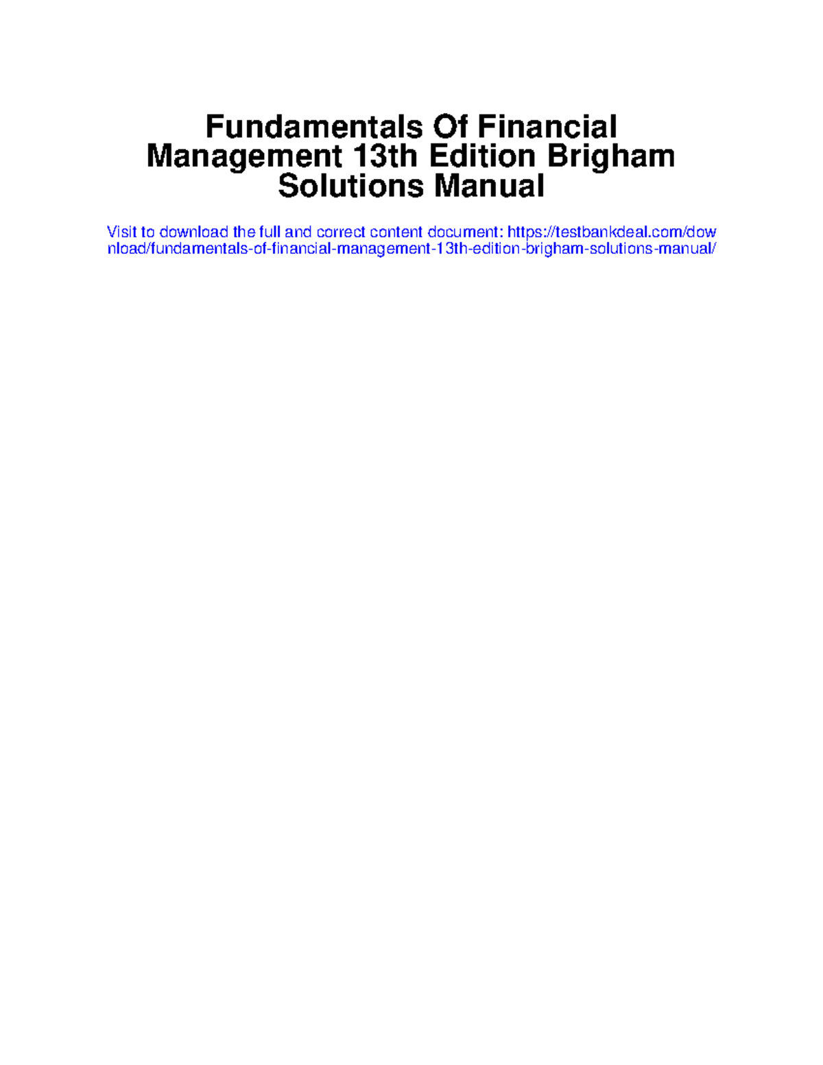 695288516 Fundamentals of Financial Management 13th Edition Brigham ...