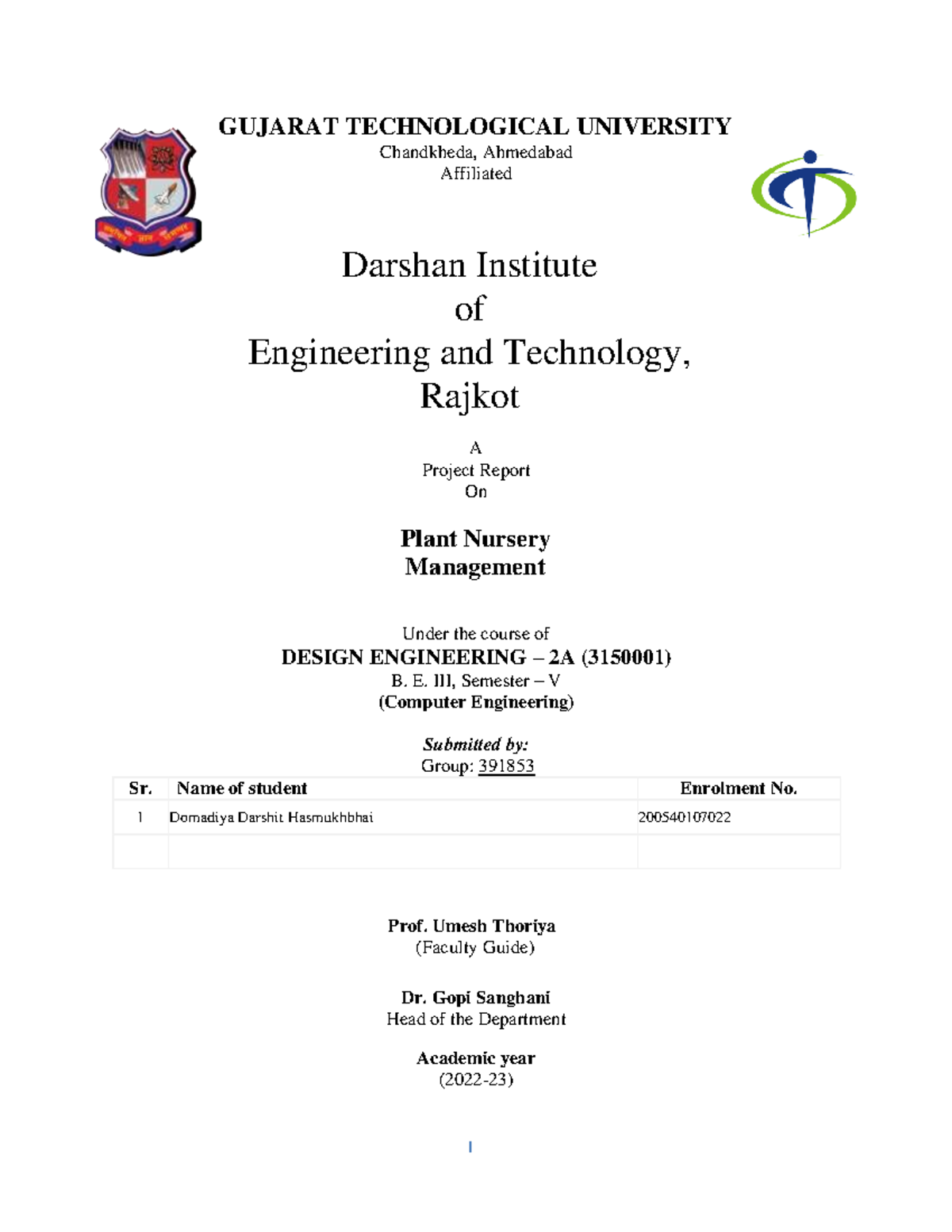 design engineering - GUJARAT TECHNOLOGICAL UNIVERSITY Chandkheda ...