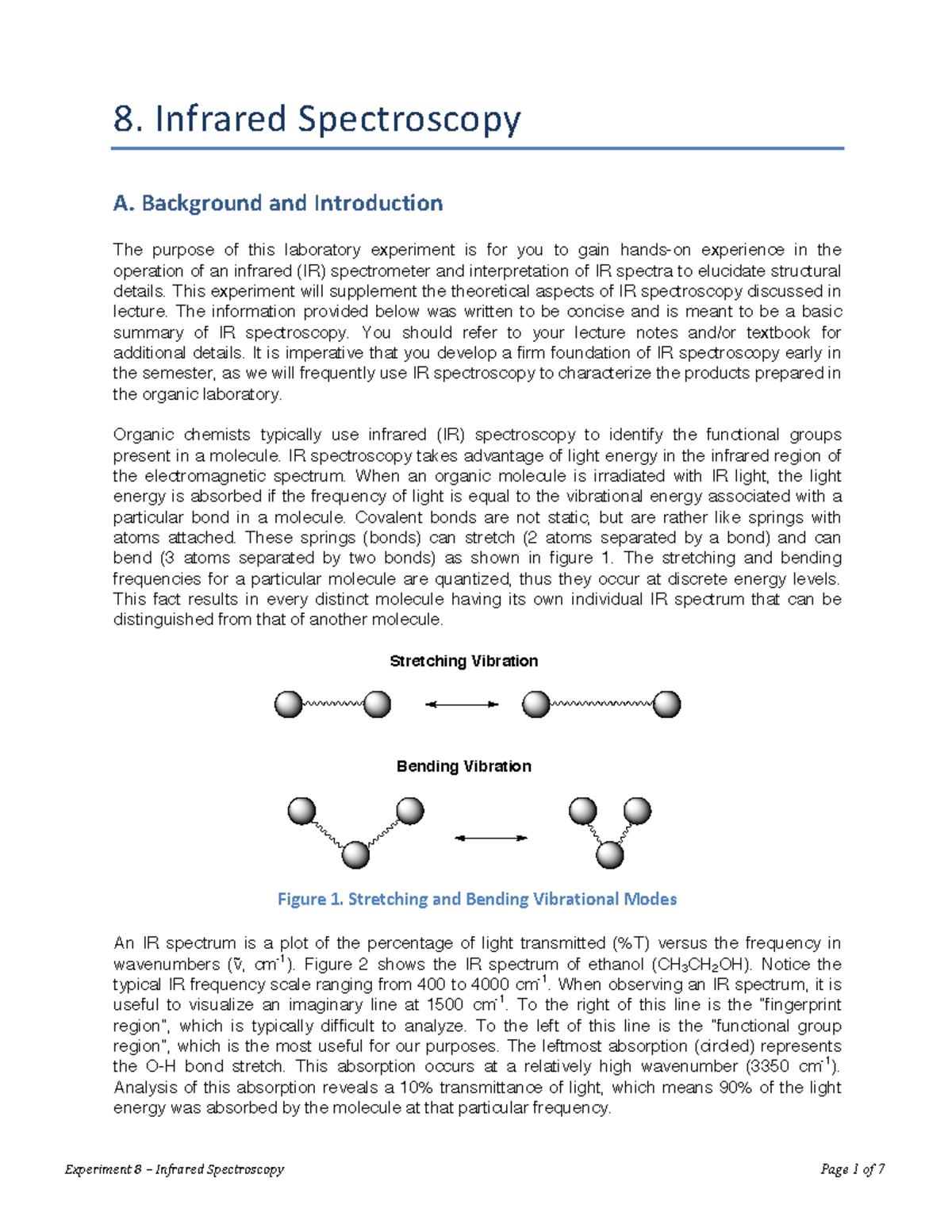 Exp 8 - Infrared Spectroscopy - 8. Infrared Spectroscopy A. Background ...