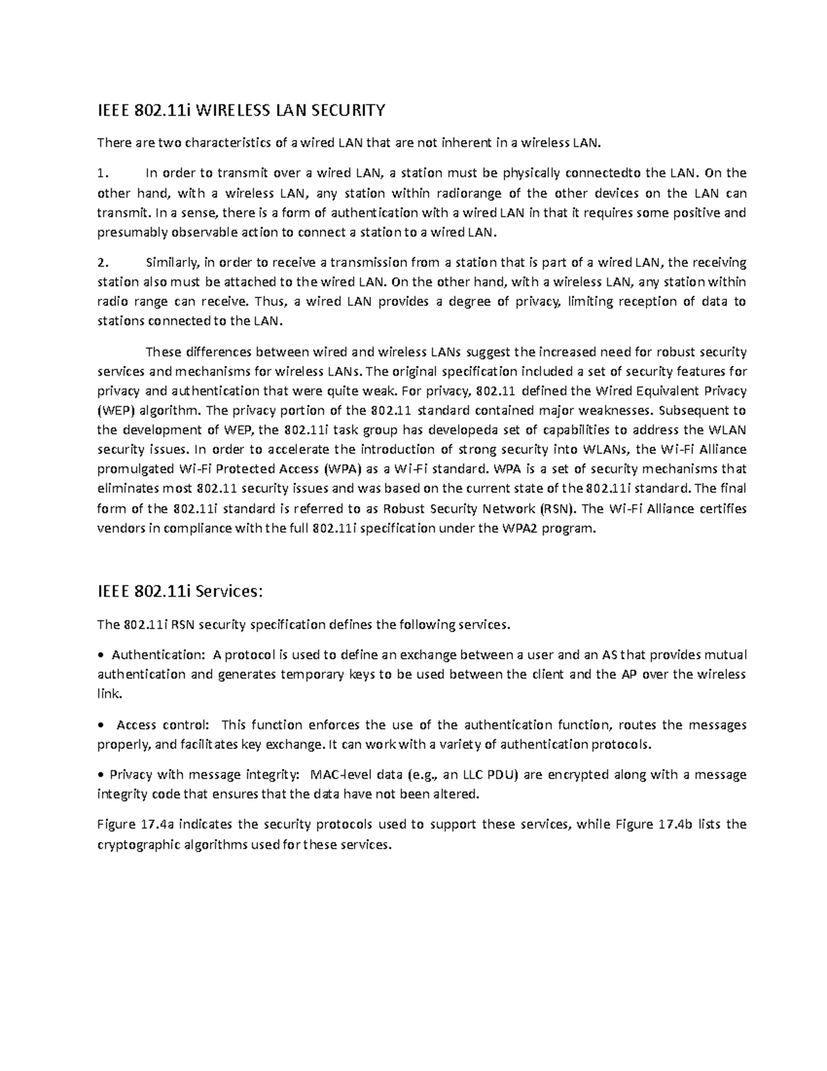 IEEE 802 - IEEE 802 WIRELESS LAN SECURITY There are two characteristics ...