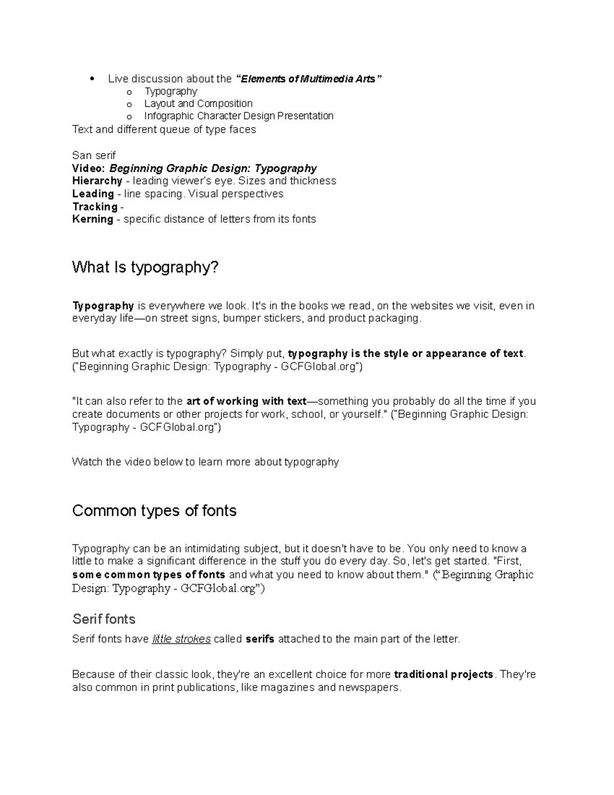 Introduction TO Multimedia ARTS Midterm Notes (MMA131)3 - Live ...