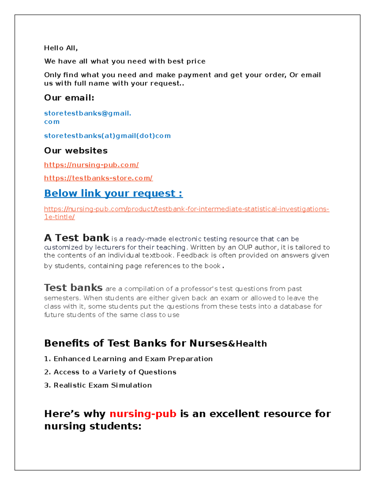 Instructor Resources - Testbank for Intermediate Statistical ...