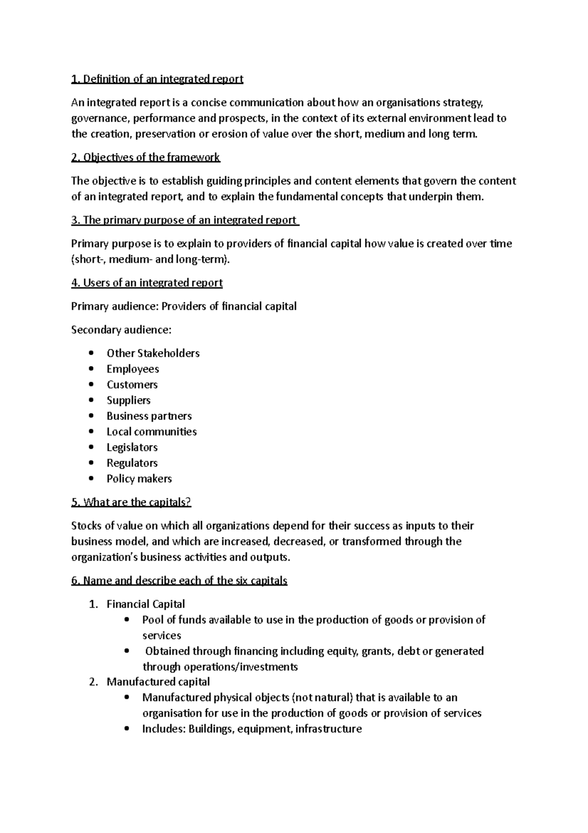 Study unit 7-Integrated reporting - Definition of an integrated report An integrated report is a ...
