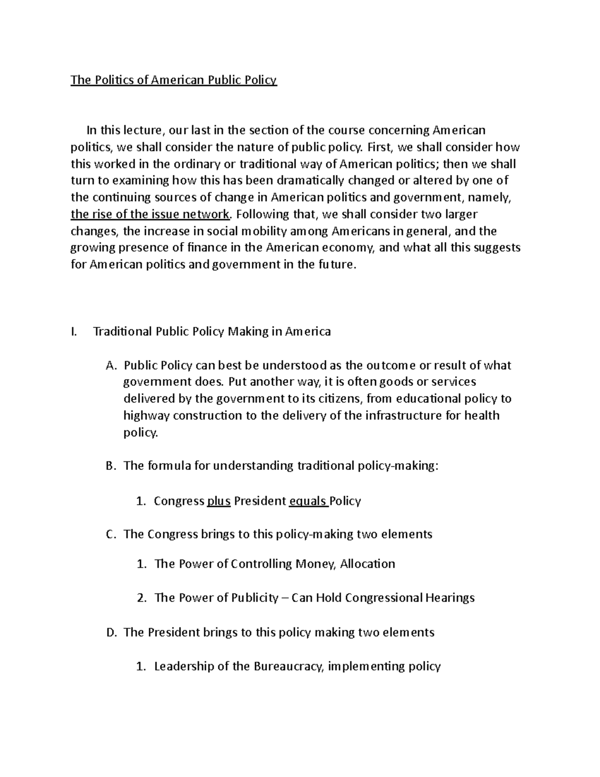 Intro Politics American Public Policy - The Politics of American Public ...