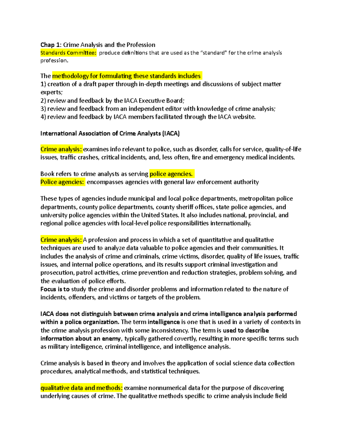 Crj 156 chap 1 - Chapter 1 summary of Crime Analysis - Chap 1: Crime ...