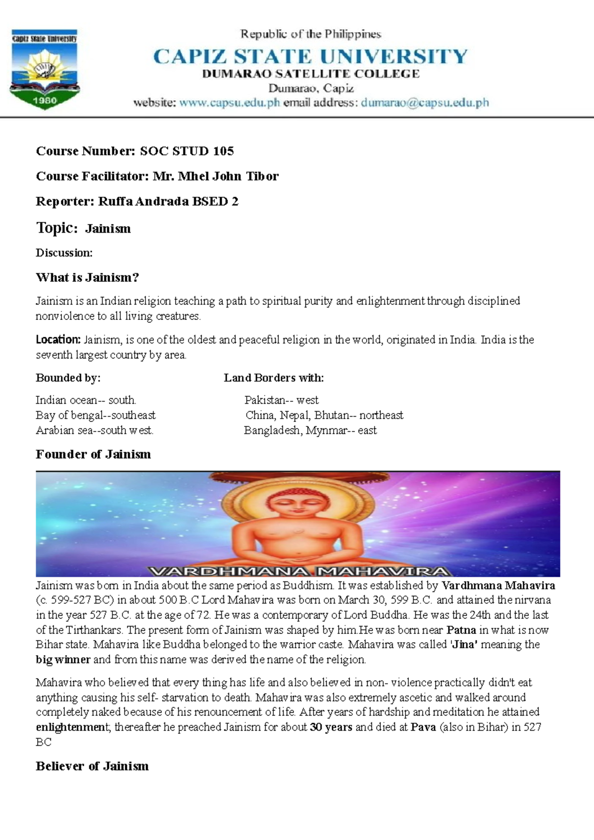 Asian studies JANDISM - Course Number: SOC STUD 105 Course Facilitator ...