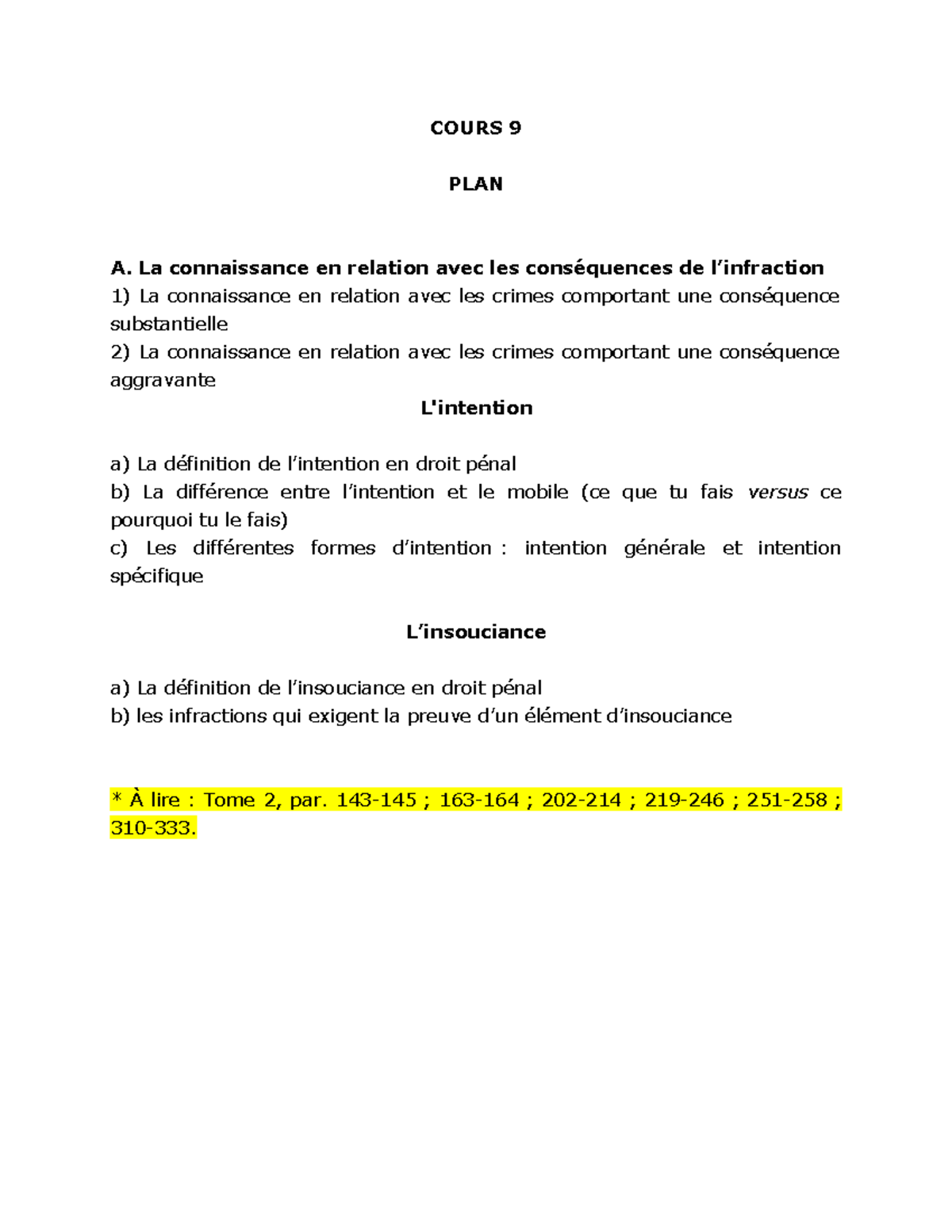 Cours 9 1505 - DRT1505 Hugues Parent - COURS 9 PLAN A. La connaissance ...